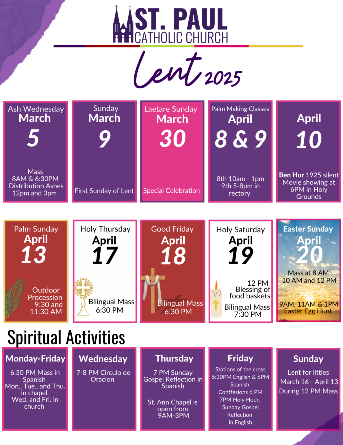 Lent Schedule – St. Paul's Catholic Church